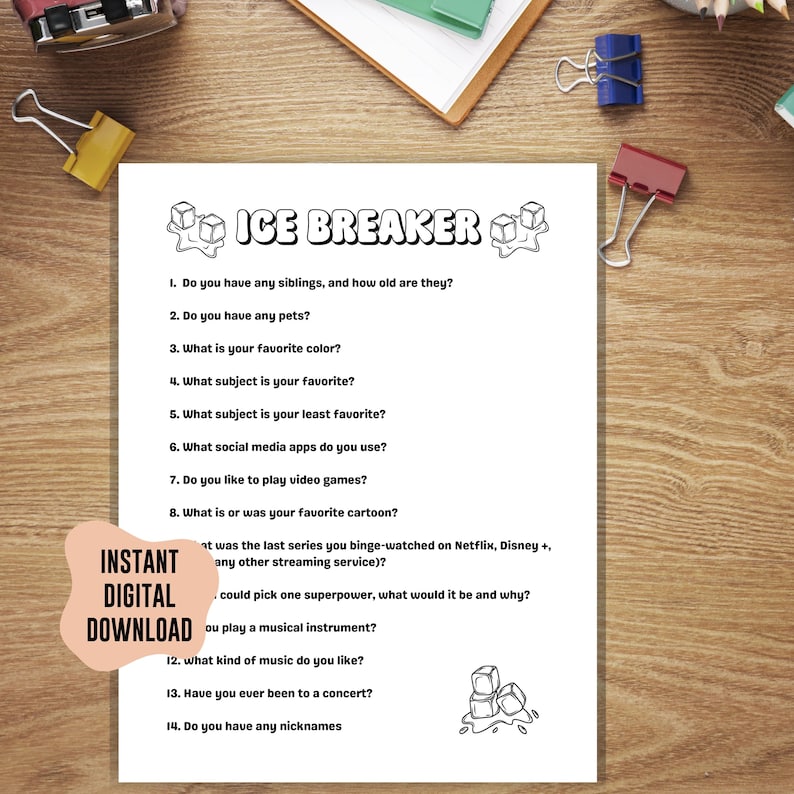 Class Ice Breaker Questions, Teen Team Building Game, First Day of ...