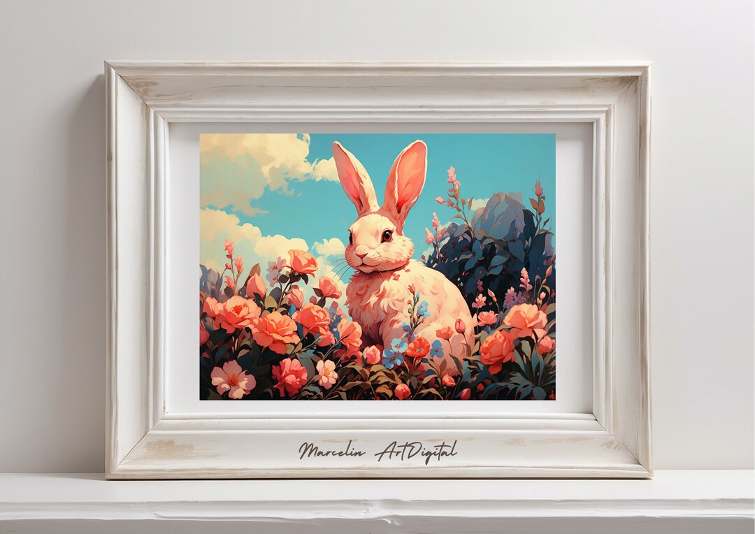 Flower Rabbit | Digital Printing | Print Rabbit | Printable Digital ...