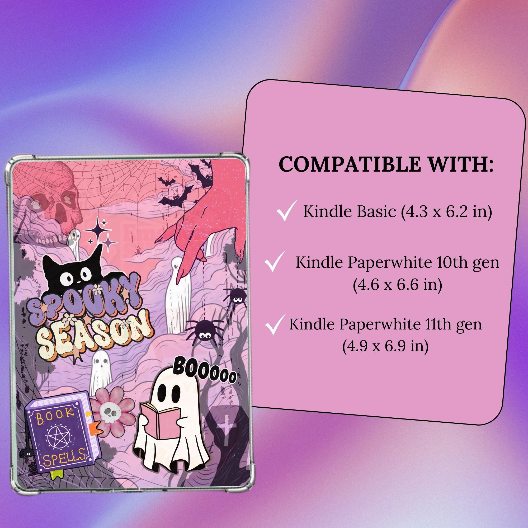 SPOOKY VIBES Kindle Insert for Kindle Paperwhite and Basic, Purple ...