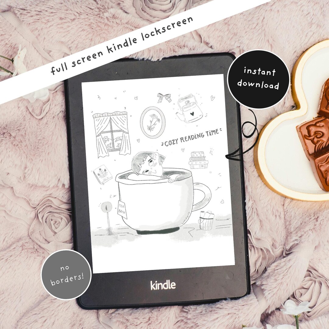 Cozy Reading Time & Tea Bath *hand Drawn Kindle Lockscreen, Full Screen ...