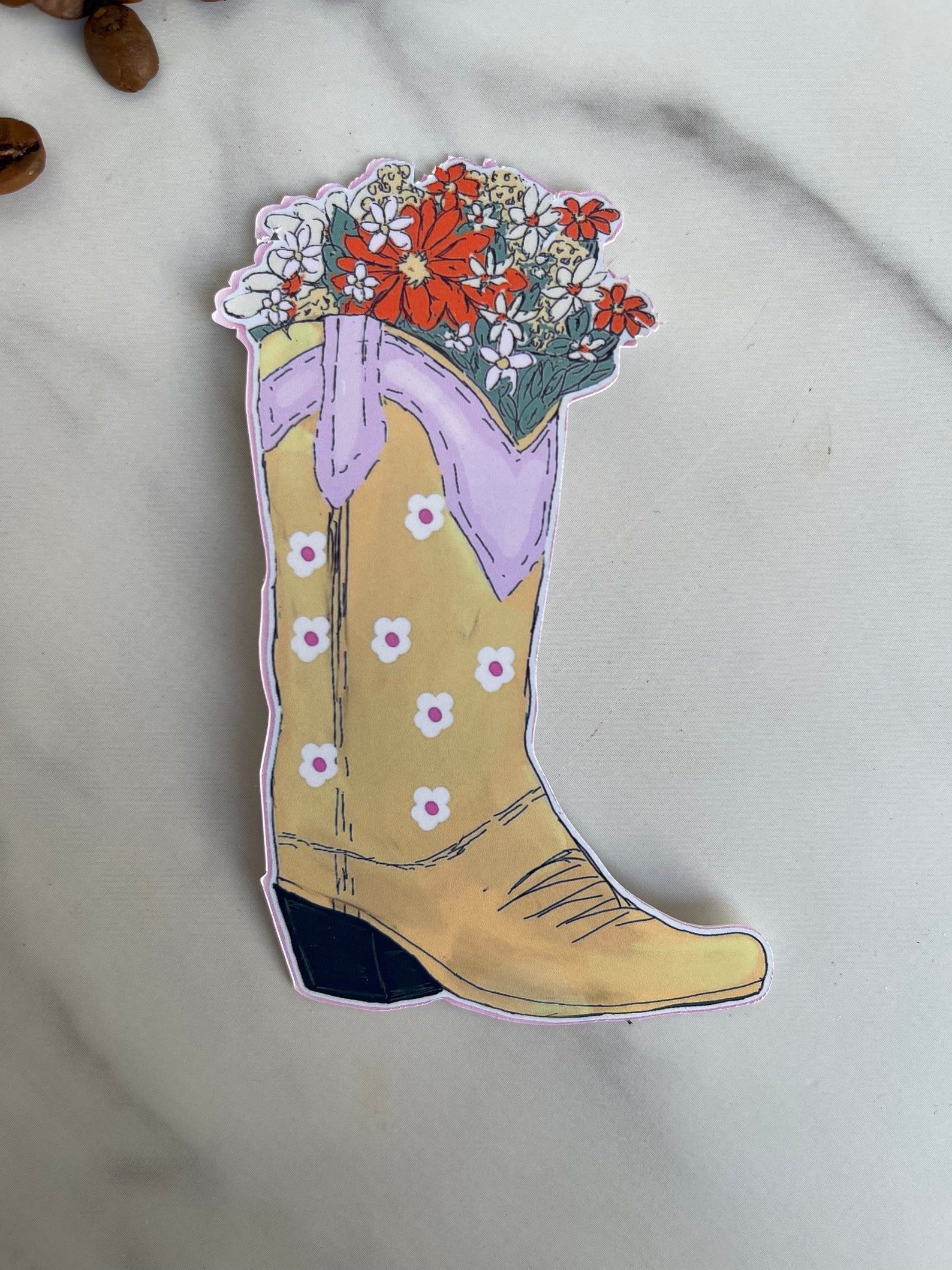 Yellow Floral Cowboy Boot Sticker - Cowgirl Laptop Decal - Etsy