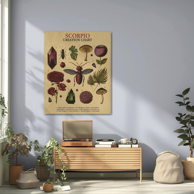 Scorpio Nature Chart - Zodiac Creation Chart Print, Zodiac Art, Zodiac ...
