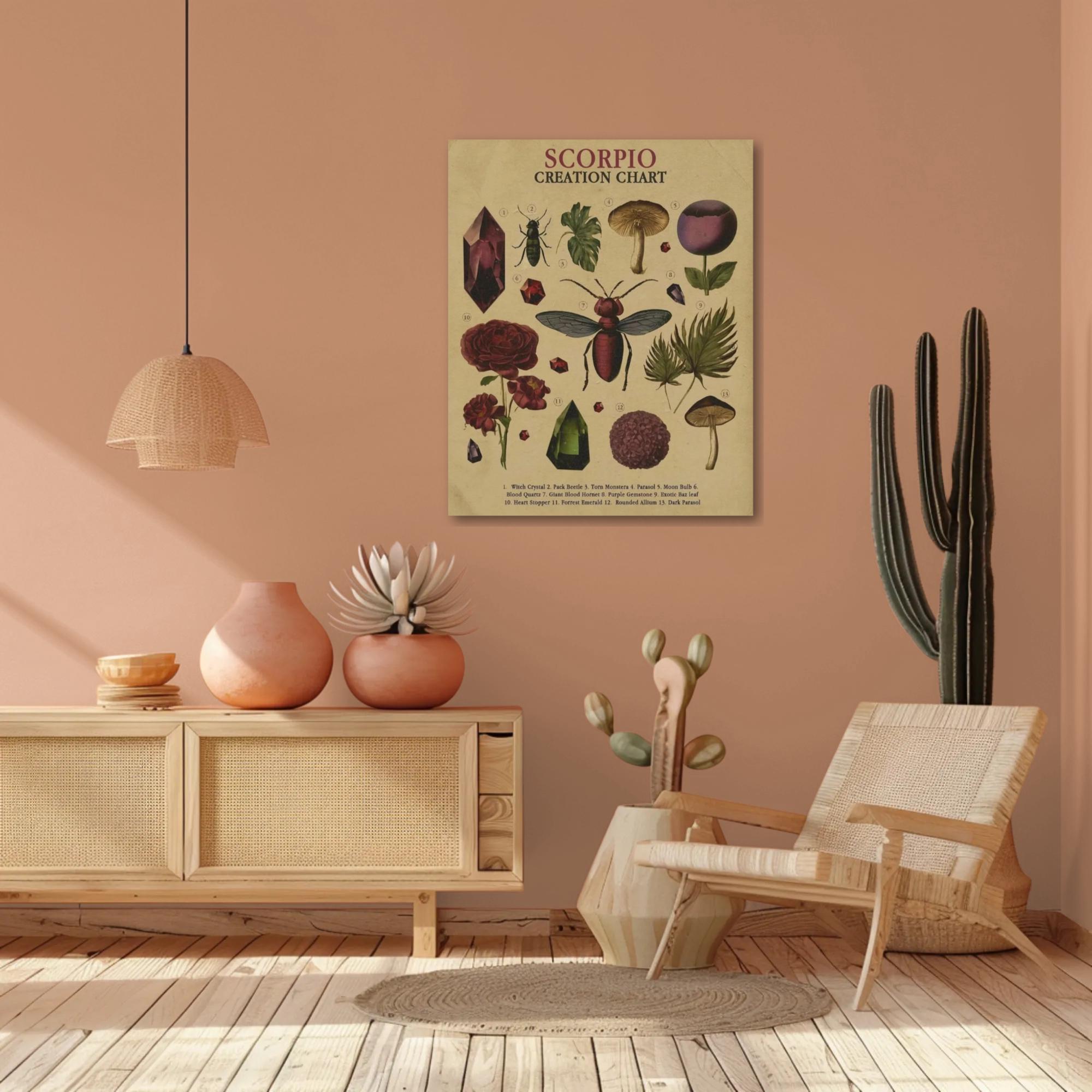 Scorpio Nature Chart - Zodiac Creation Chart Print, Zodiac Art, Zodiac ...