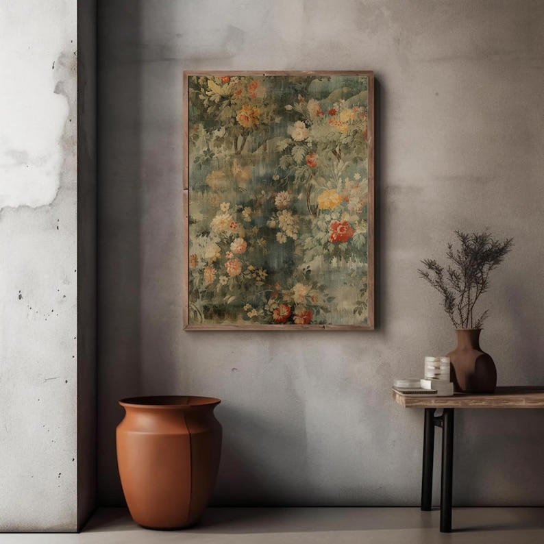 Vintage Floral Tapestry Vintage Wall Art, Antique European Tapestry ...