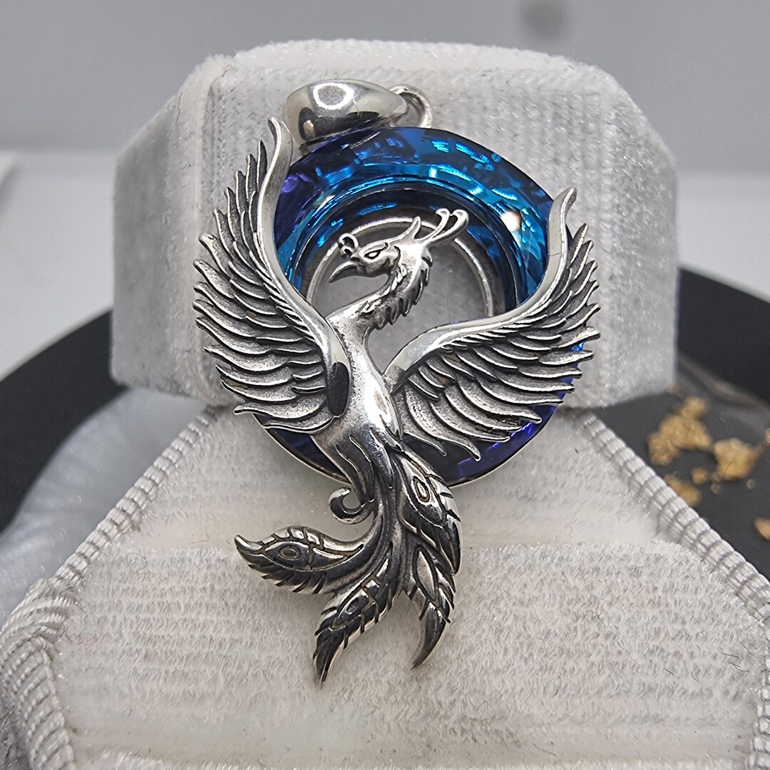 Phoenix Pendant With Exquisite Blue Crystal Annulus Symbolizing Rebirth ...