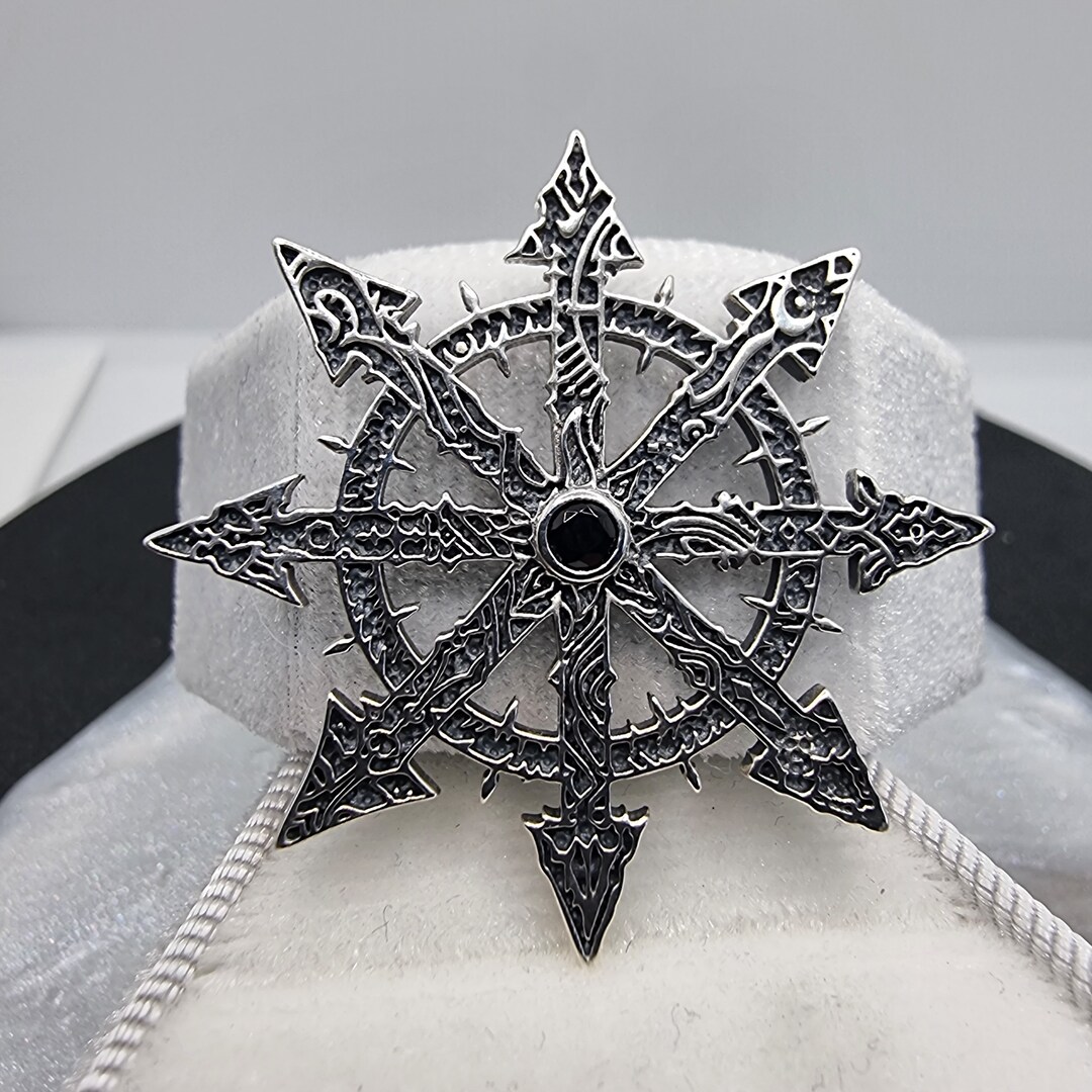 Chaos Star Pendant Mystical Onyx Stone Center Symbol of Universe's Unpredictability Esoteric ...