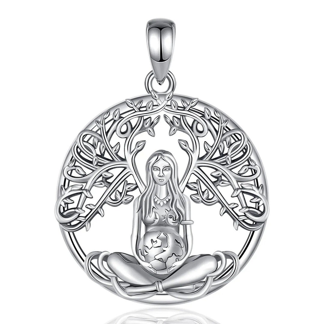 925 Sterling Silver Mother Earth Gaia Pendant, Wicca Maternity ...