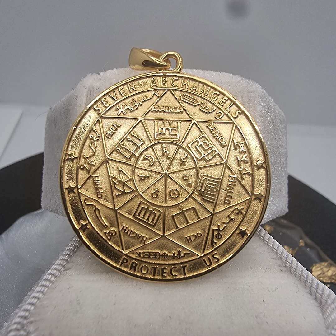 Seven Archangels Rune Amulet With 18k Gold Magic Circle Celestial ...