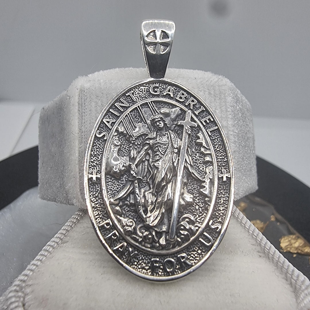 Saint Gabriel Pendant 925 Sterling Silver Angel Amulet for Divine ...
