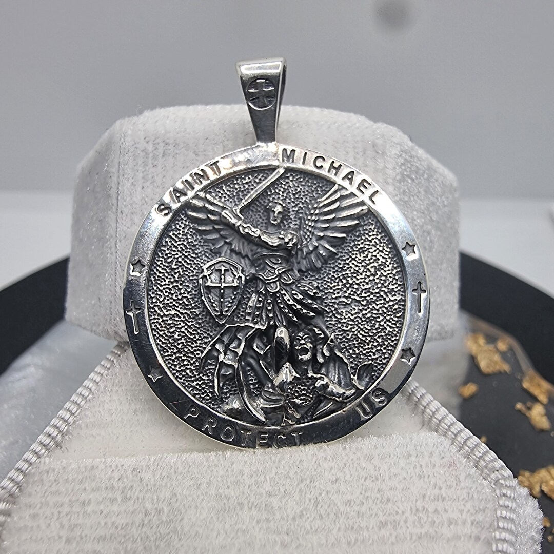 Saint Michael Archangel Amulet 925 Sterling Silver Protective Pendant ...