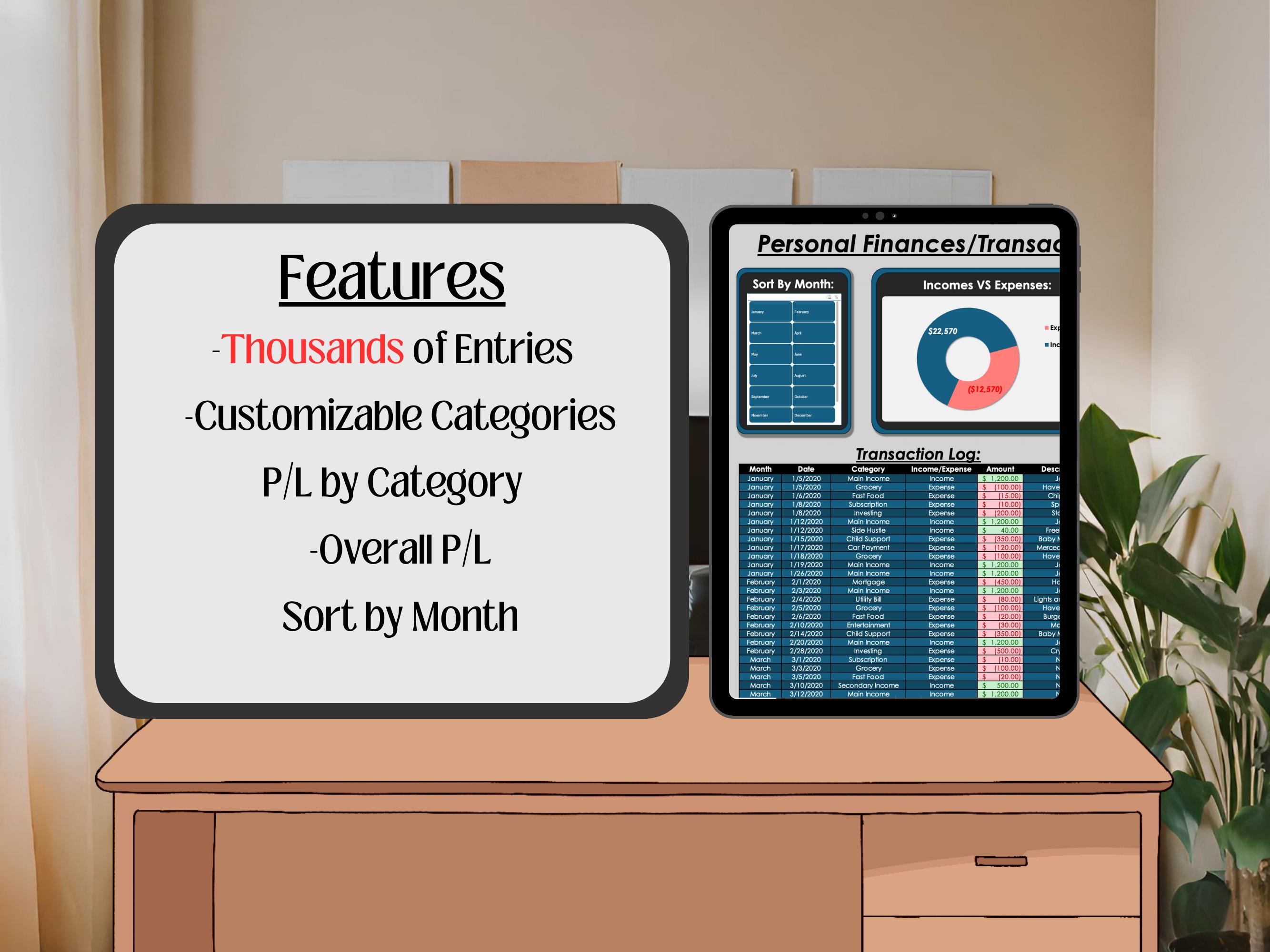 Excel Personal Finances Tracker | Template | Customizable | Interactive ...
