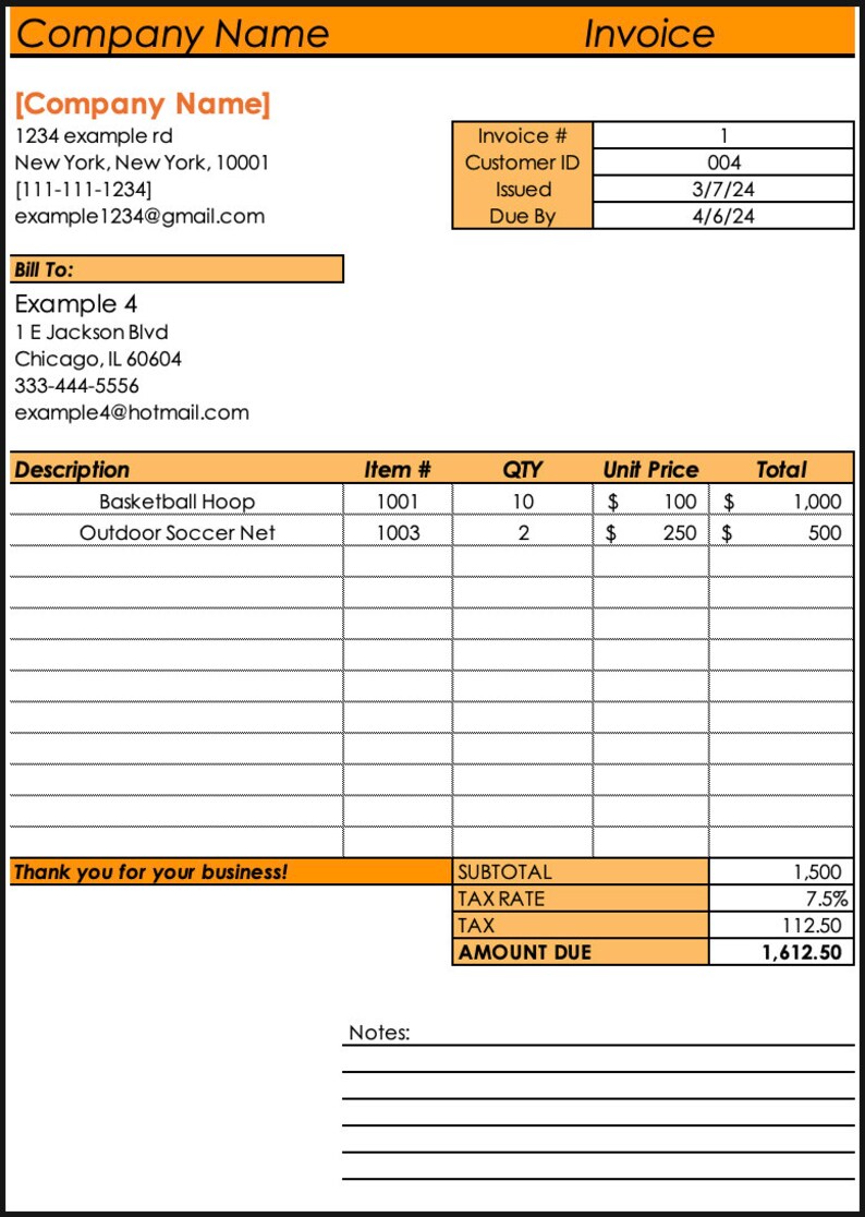 Excel Invoice Template (automated)- Ideal for Small Businesses/entrepreneurs [includes ...