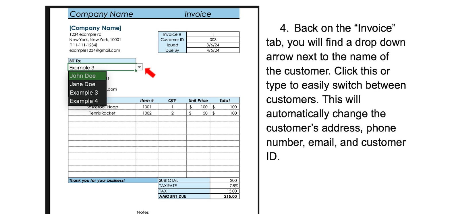 Excel Invoice Template (automated)- Ideal for Small Businesses ...