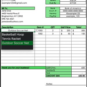 Excel Invoice Generator Template (automated)- Ideal for Small ...