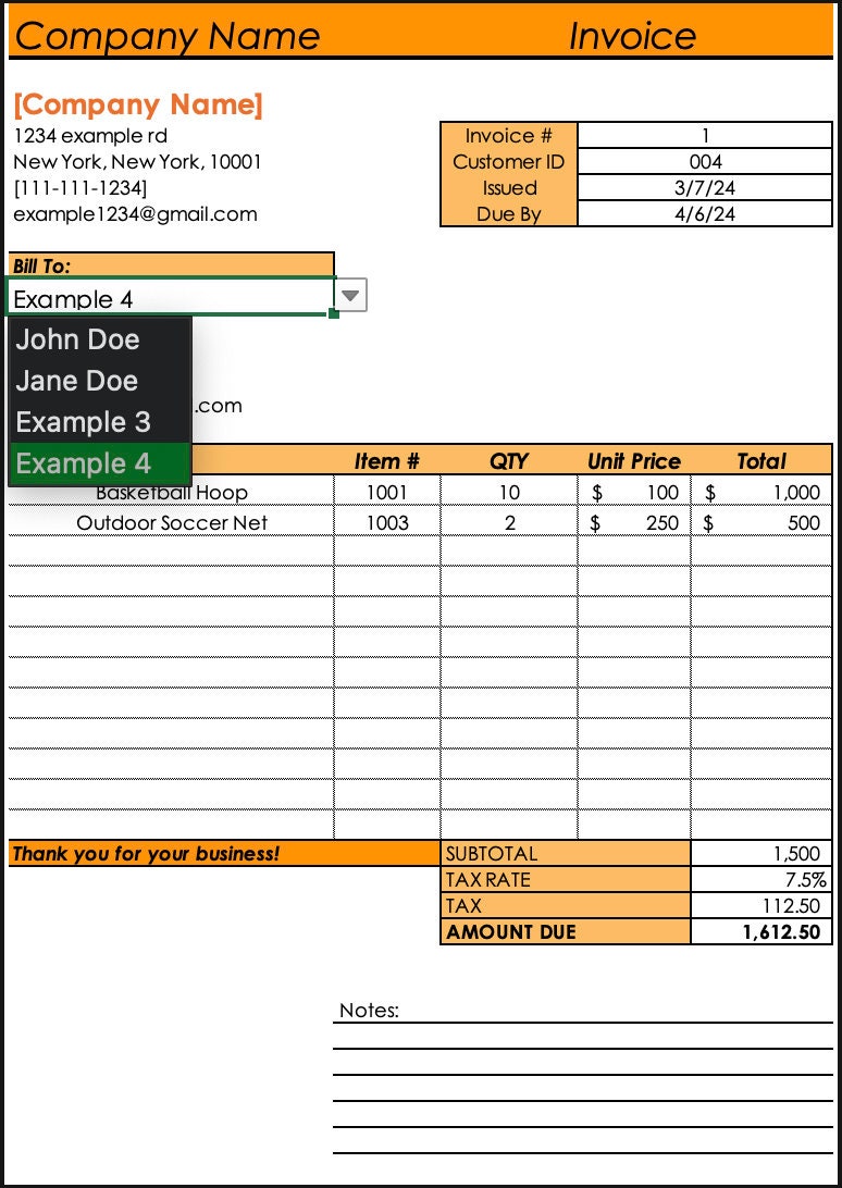 Excel Invoice Template (automated)- Ideal for Small Businesses ...