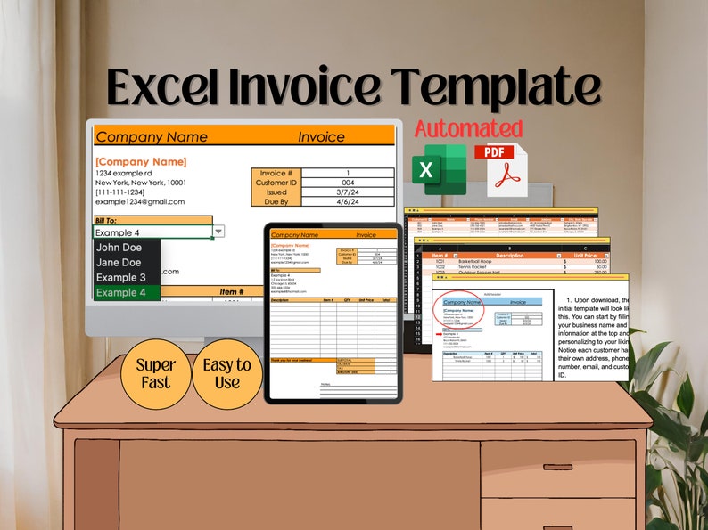 Excel Invoice Template (automated)- Ideal for Small Businesses ...