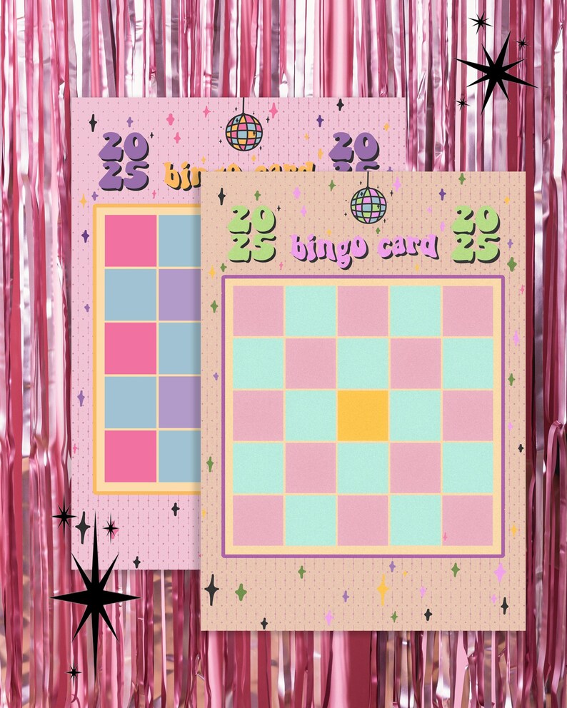 2025 Bingo Card 2pcs Bingo Card Vision Board New Years Eve Game