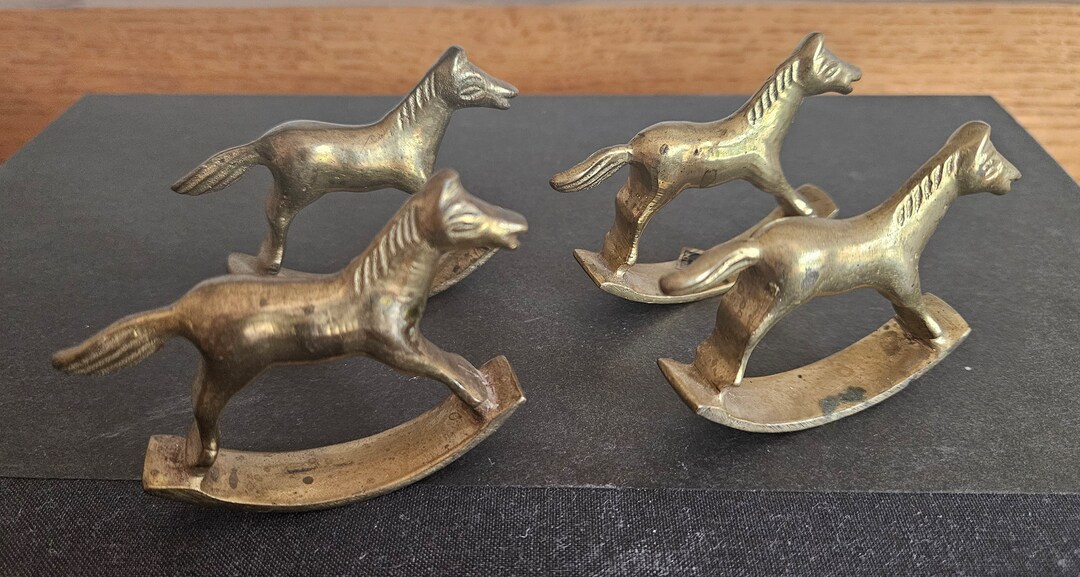 Set of 4 Small Brass Rocking Horses - Etsy