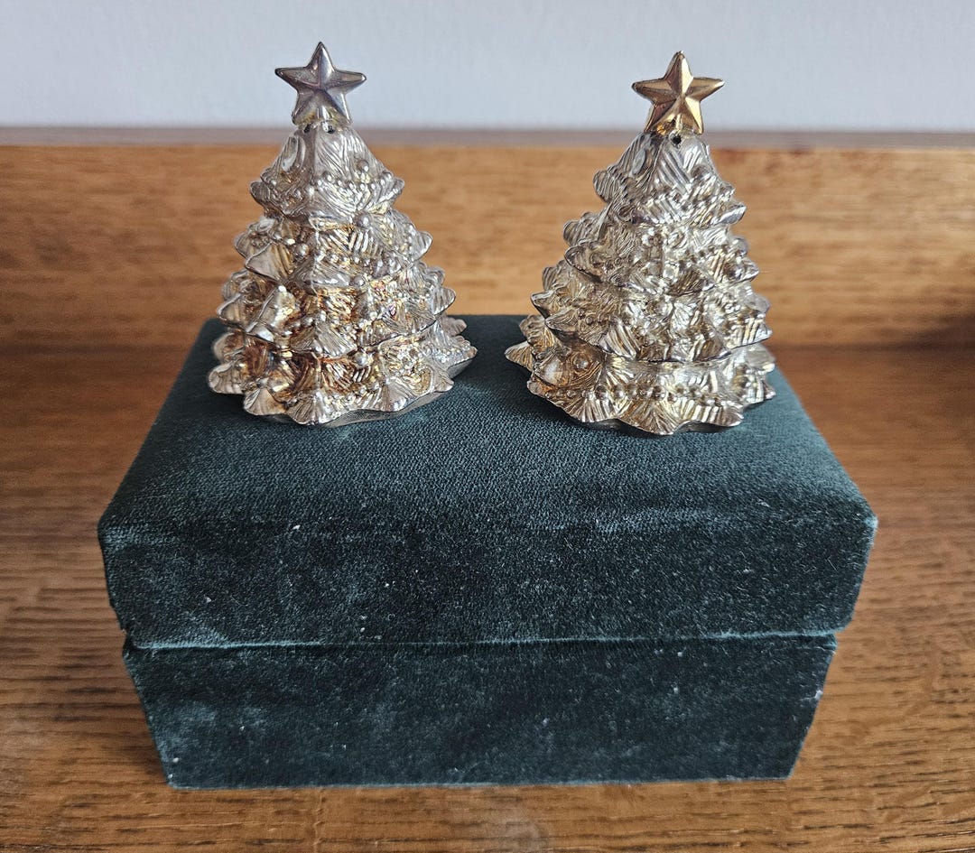 Pair of Godinger Christmas Tree Salt & Pepper Shakers - Etsy