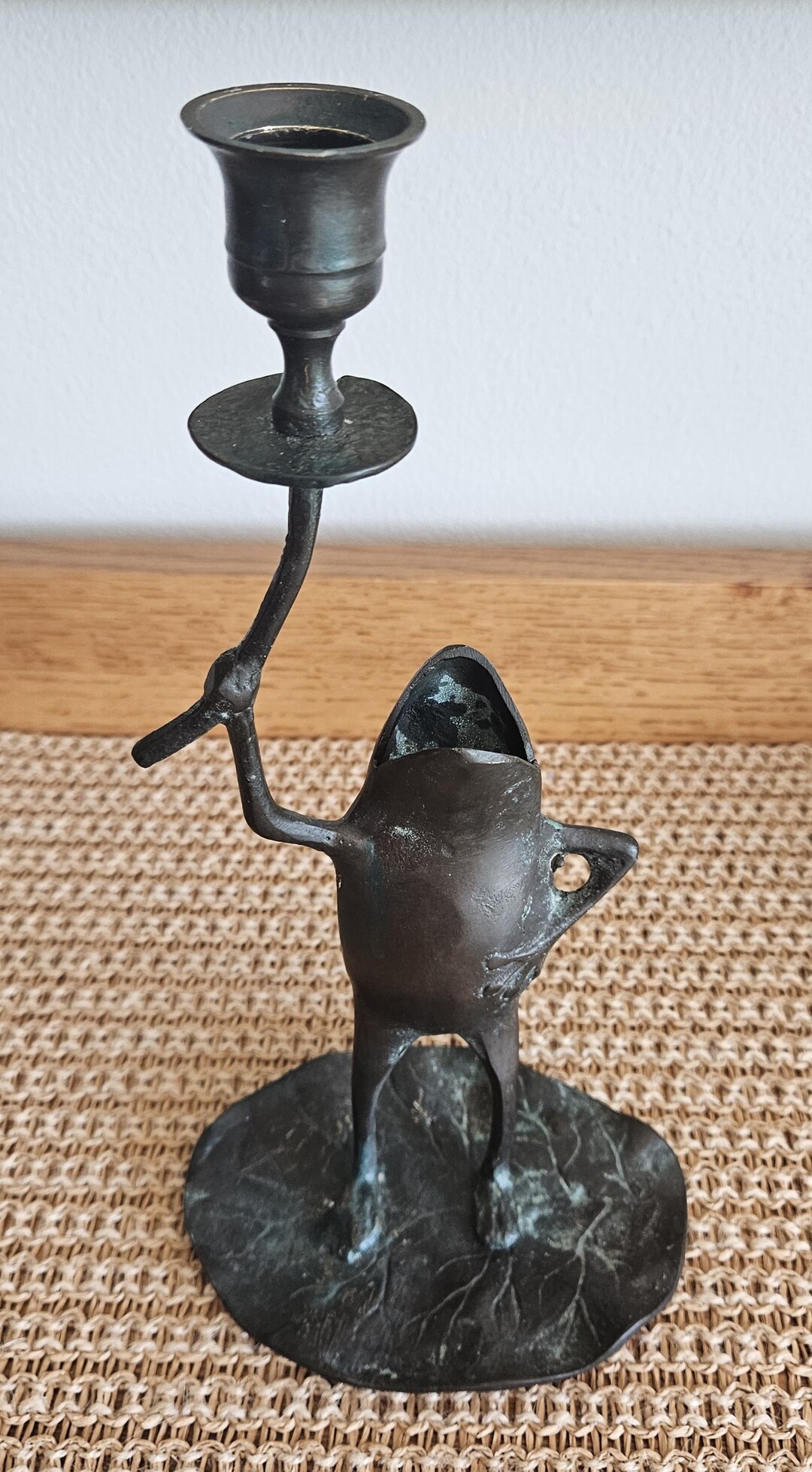 Vintage Bronze Frog Candlestick Holder - Etsy