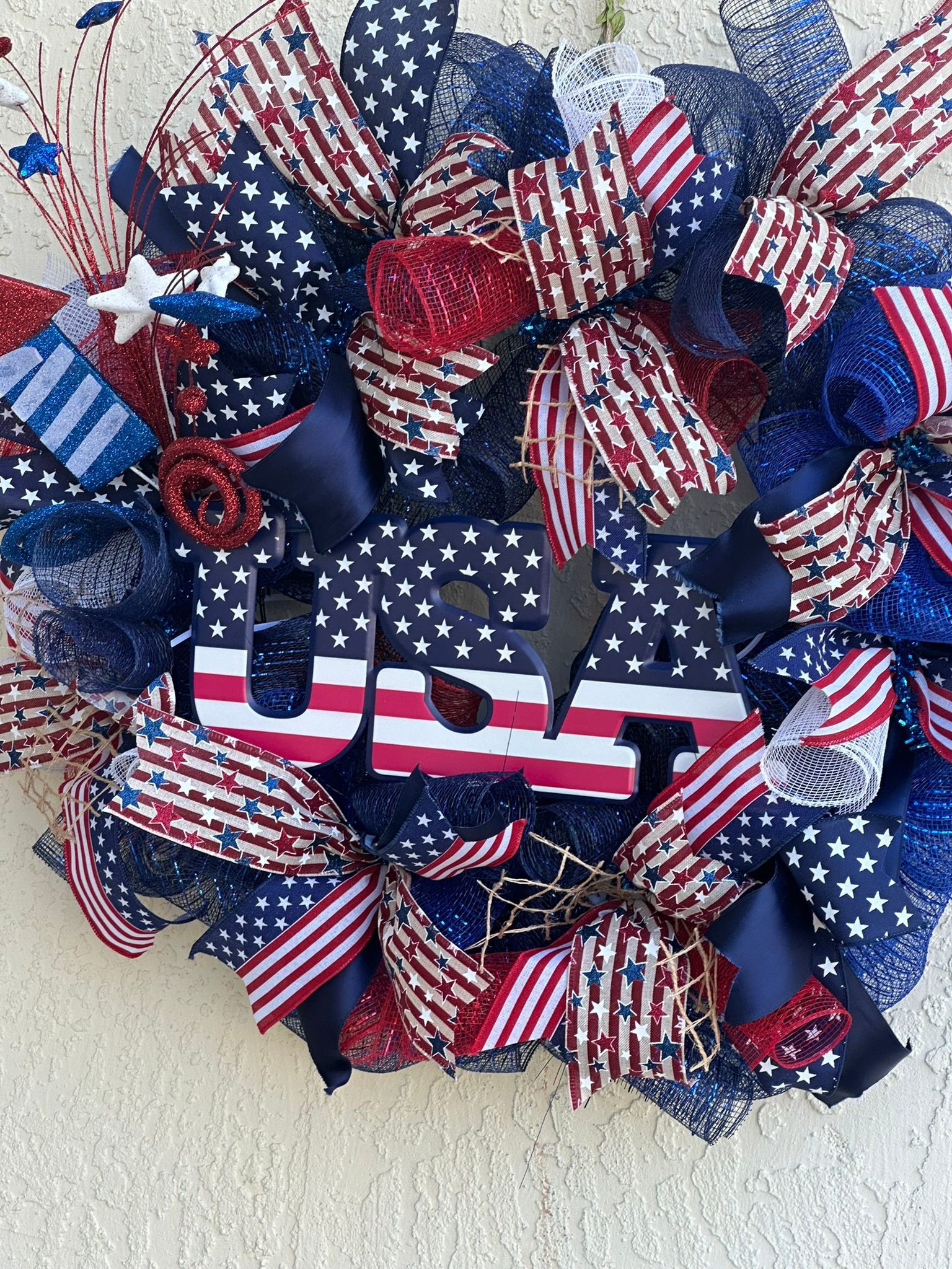 Red White Blue Wreath, 4th of July Wreath, Independence Day Decor ...