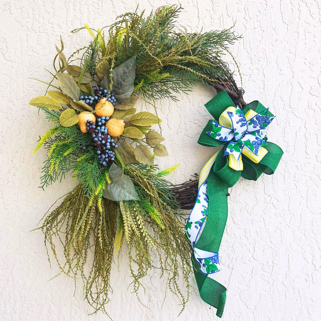 Spring Door Wreath Porch Decor Front Door Summer Wreath Fruit Wreath ...