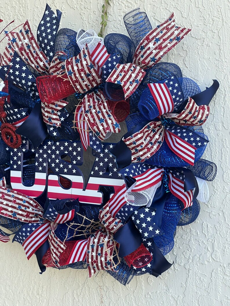 Red White Blue Wreath, 4th of July Wreath, Independence Day Decor ...