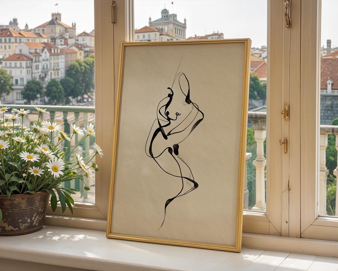 Minimalist Female Form Line Art Print, Abstract Nude Figure Drawing ...