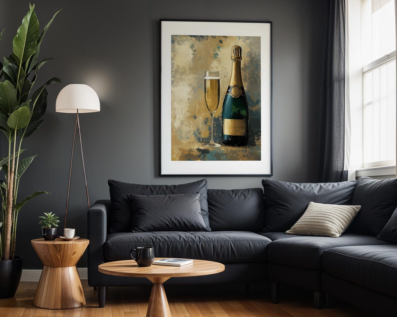 Champagne Art Print, Golden Celebration Wall Poster, Luxury Drink ...