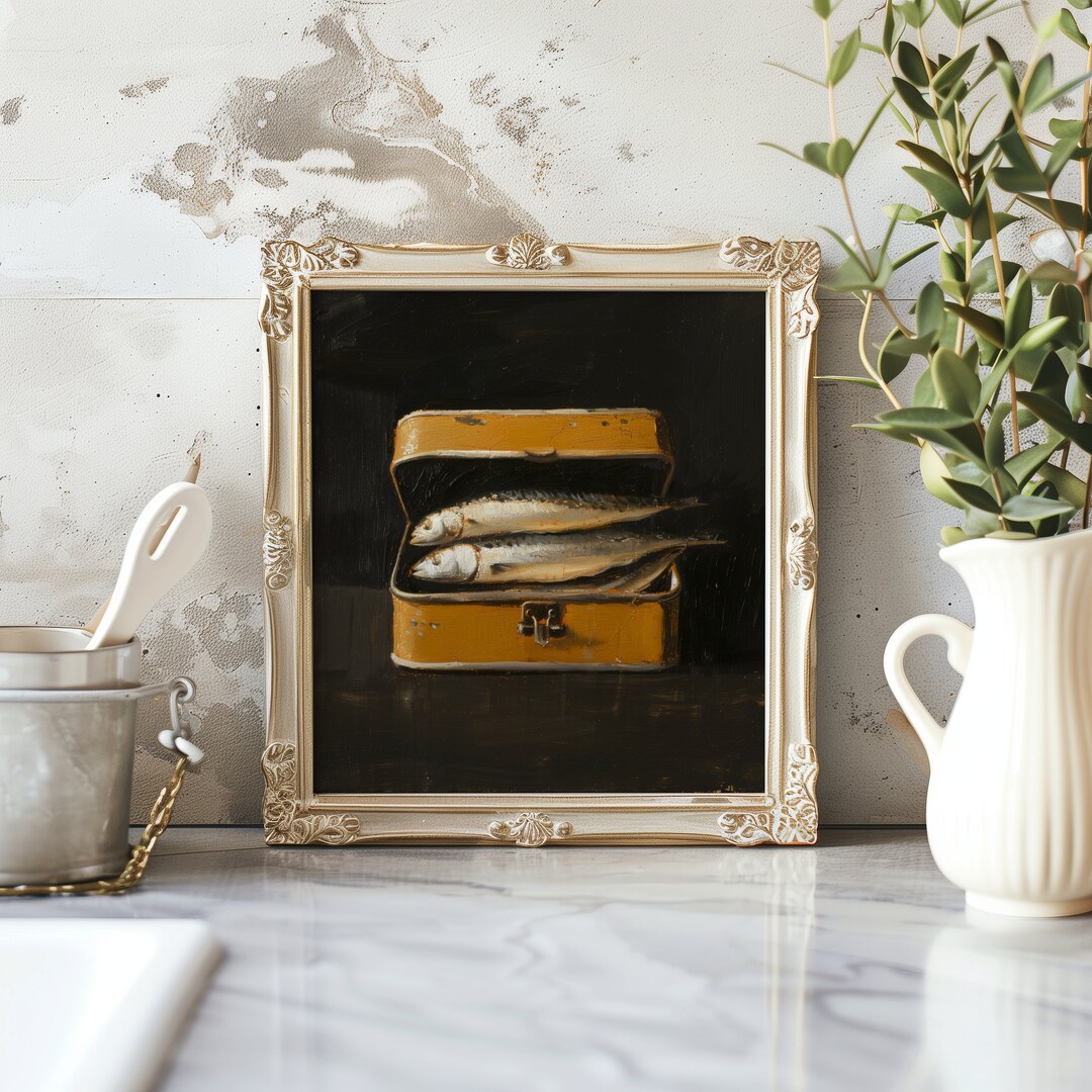 Anchovies in Tin #2 Oil Painting Print - Seafood Kitchen Art - Small ...