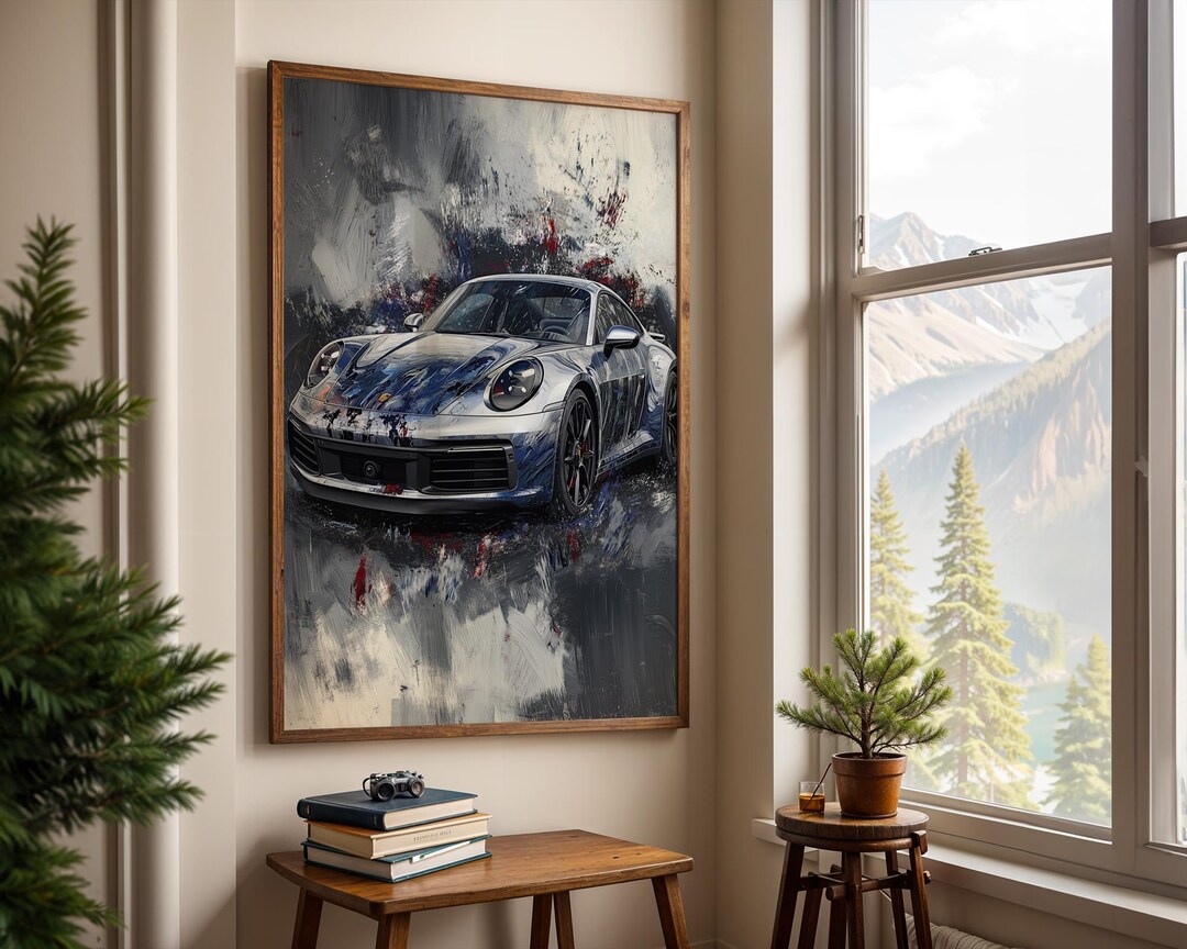 Vertical Porsche 911 Abstract Poster, Car Wall Art Print, Luxury Sports ...