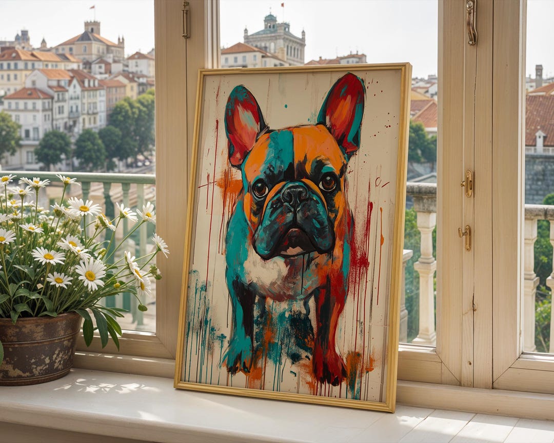 Bold French Bulldog Abstract Art Print-vibrant Drip Painted Dog Poster ...