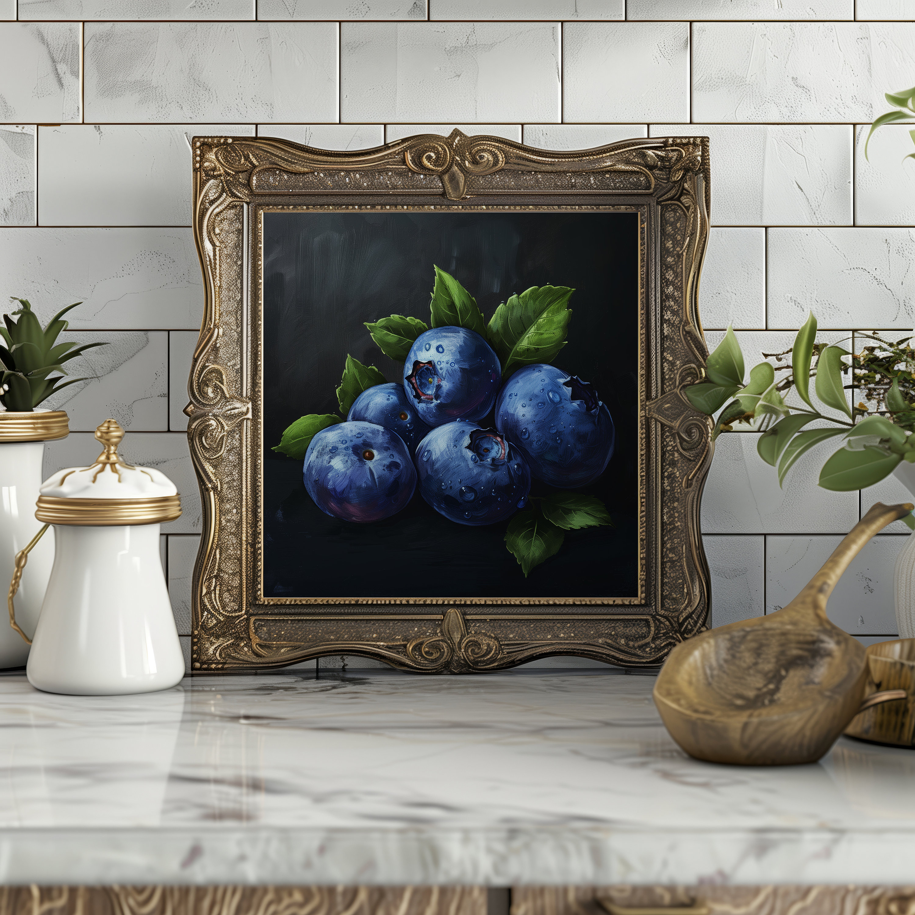 Blueberries #2 Still Life Oil Painting Print - Kitchen Wall Art - Fruit ...