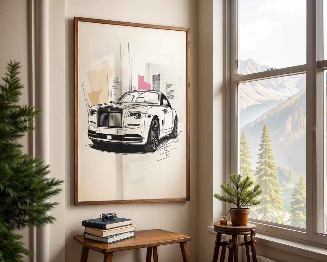 Sleek Car Minimalist Art Print, Ideal for Car Enthusiasts, Rolls-royce ...