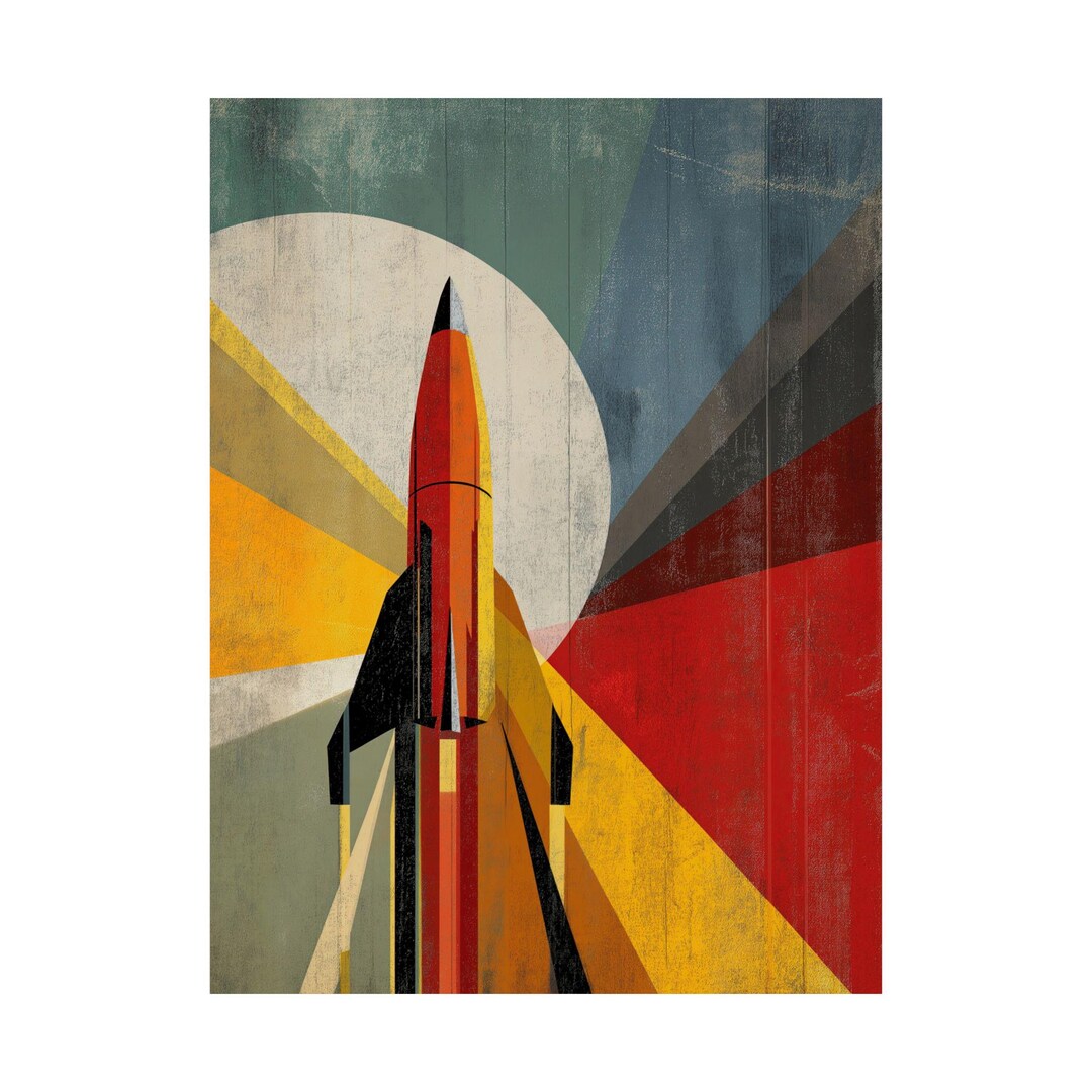 Mid-century Rocket Launch Print, Retro Space Exploration Wall Art ...