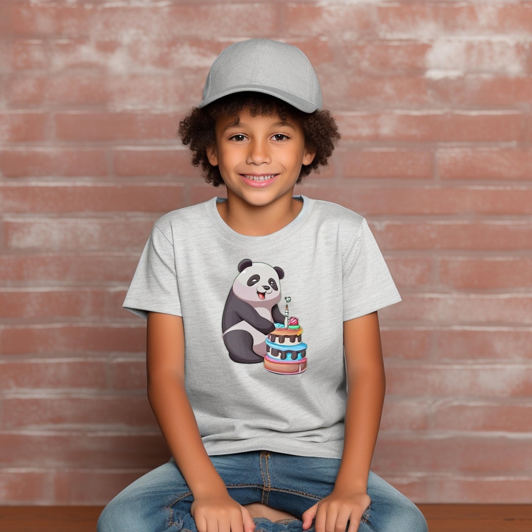 Panda With Cake T-shirt, Panda Celebrating Birthday Tees, Birthday Tees ...