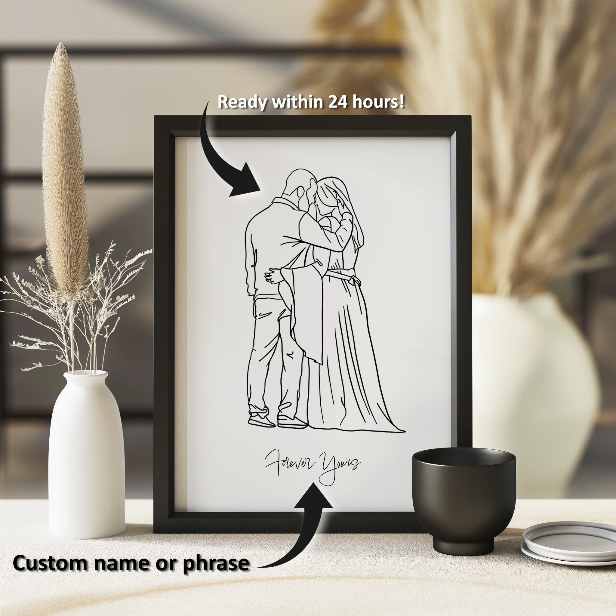 Personalized Couple Anniversary Custom Line Art Drawing Custom Couple ...