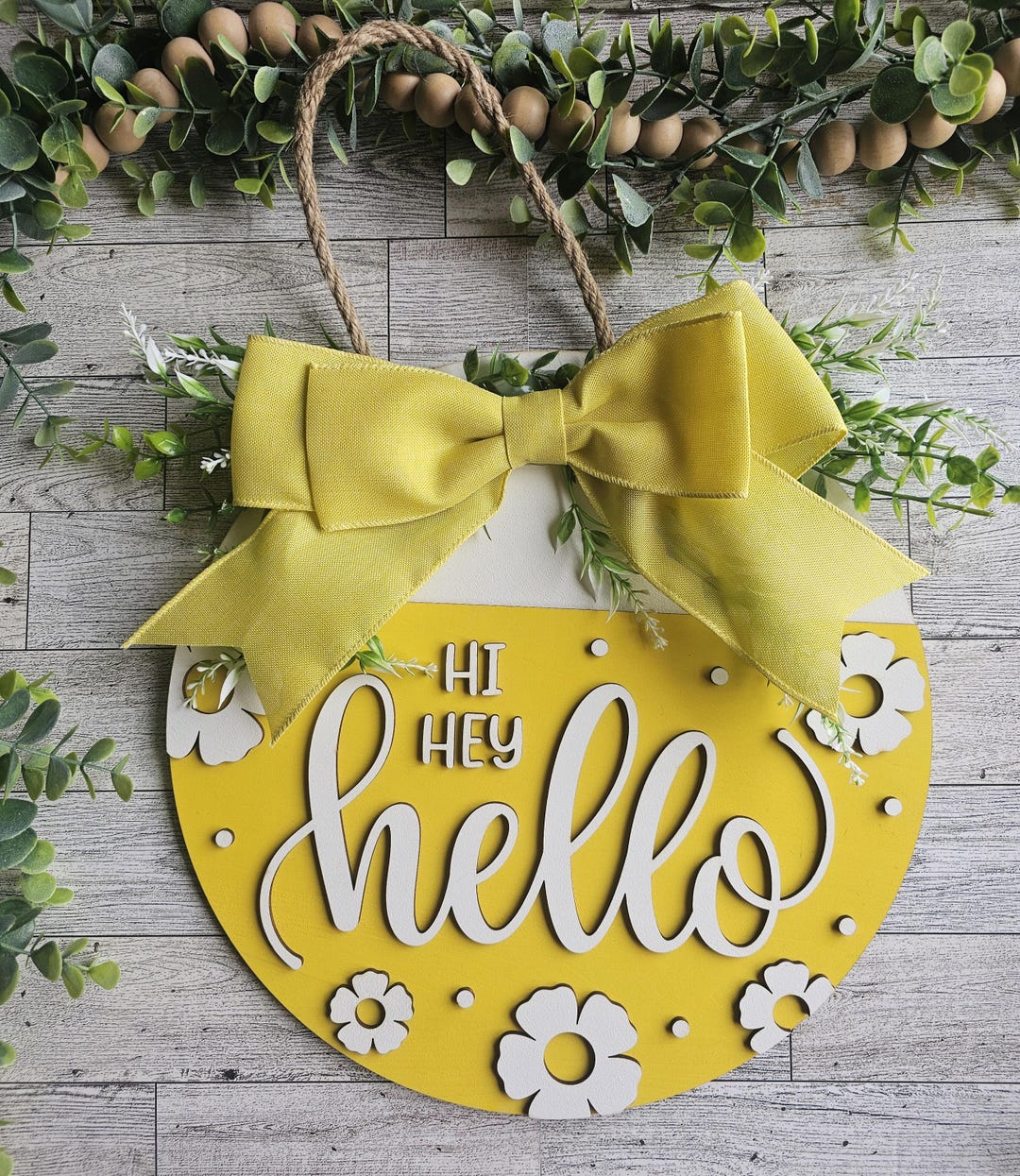 12" Hi Hey Hello, Door Sign, Welcome Home, Porch Signs, Door Hanger ...