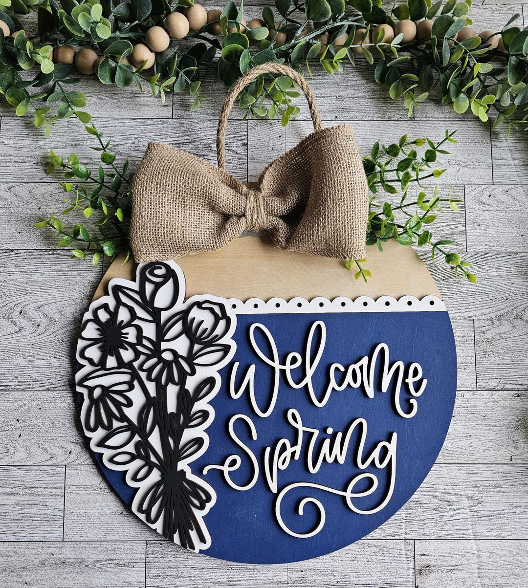 Wooden Front Door Hanger for Spring, Door Décor, Front Door Sign ...