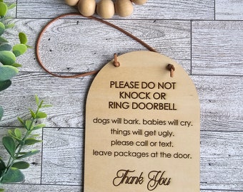 Humorous "do Not Knock or Ring Doorbell" Door Sign – Laser Engraved ...