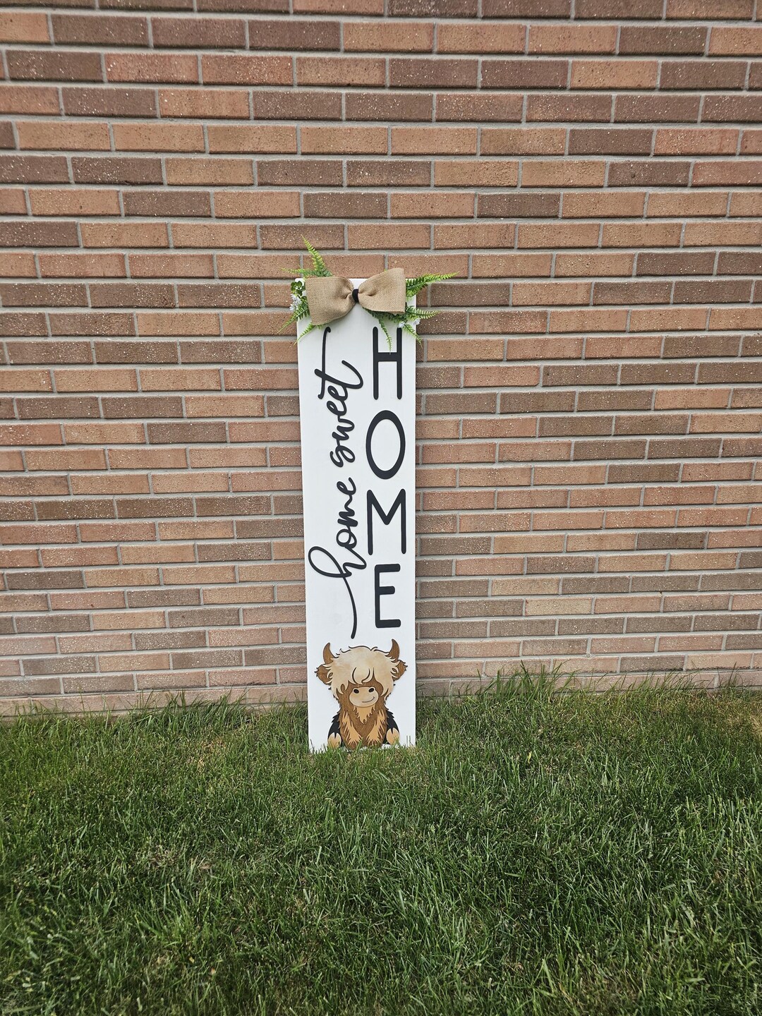 Highland Cow Porch Leaner, Welcome Porch Sign, Front Door Sign, Leaning ...