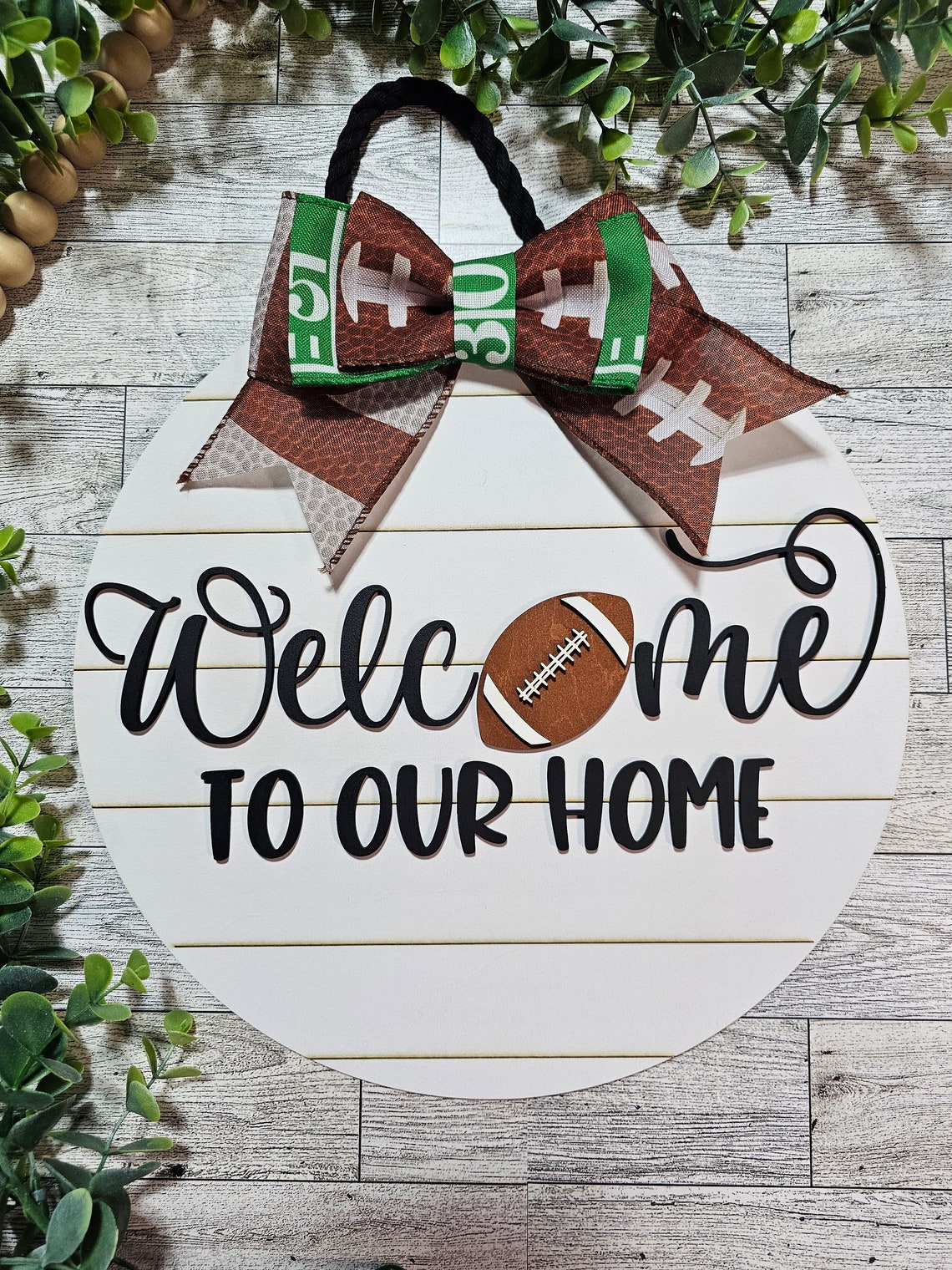 12" Welcome to Our Home (football) Door Sign With Bow, Football ...