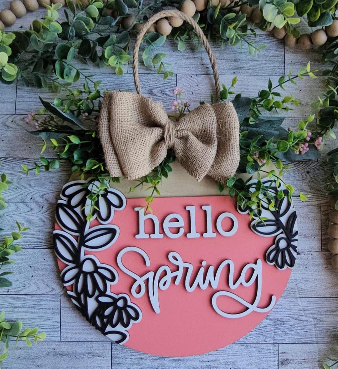 Wooden Front Door Hanger for Spring, Door Décor, Front Door Sign ...