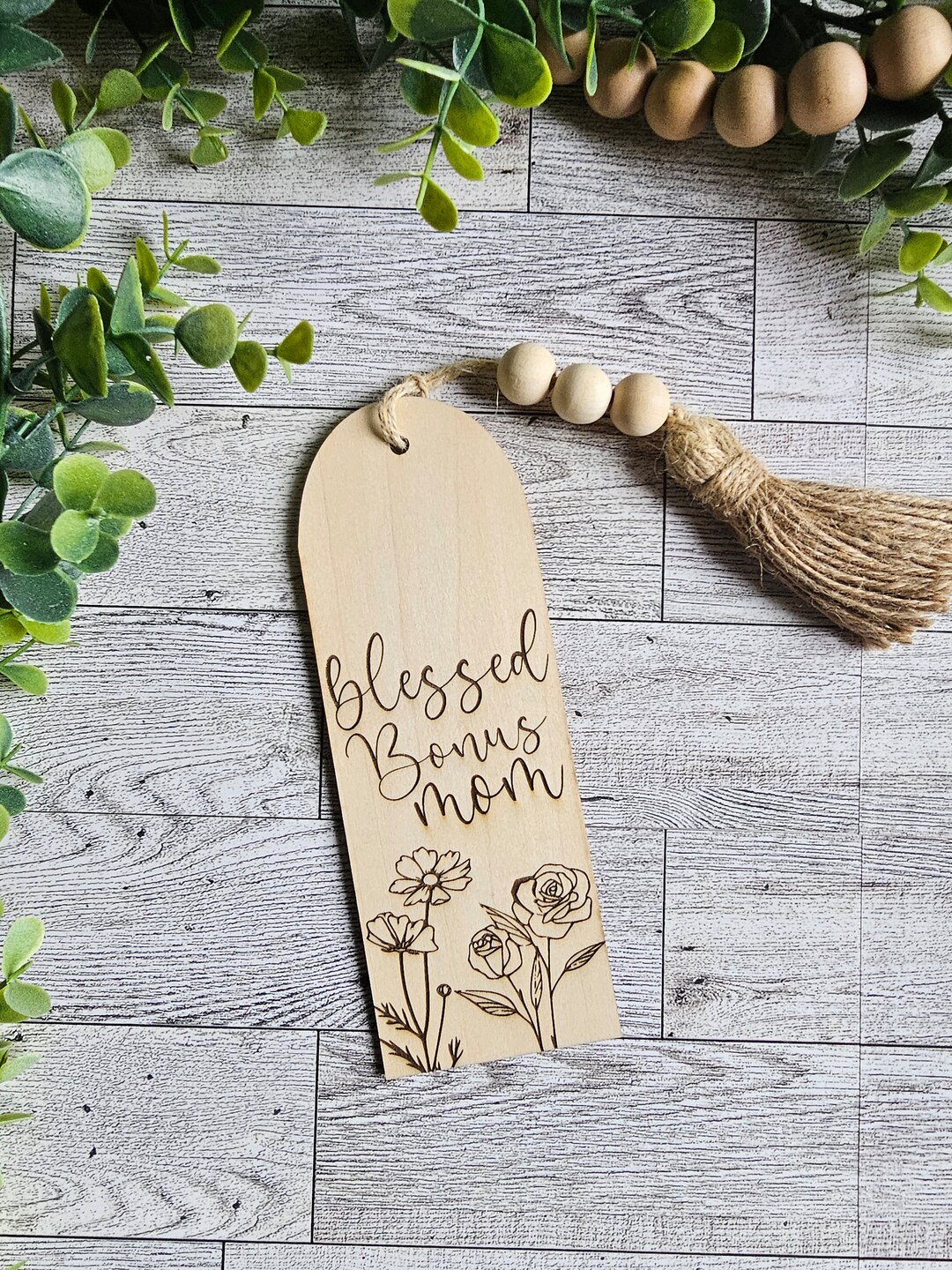 Handcrafted Wood Laser-cut Bookmarks- Blessed Bonus Mom - Etsy
