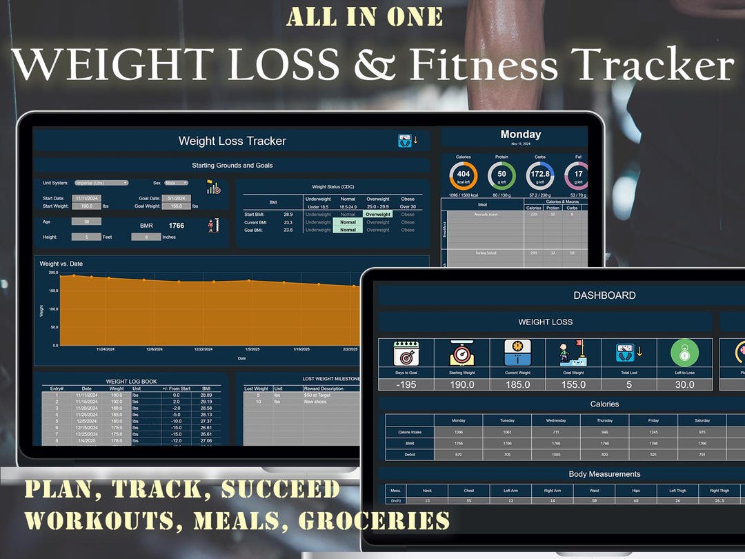 Weight Loss & Fitness Tracker | Google Sheets | Calories, Macros and ...