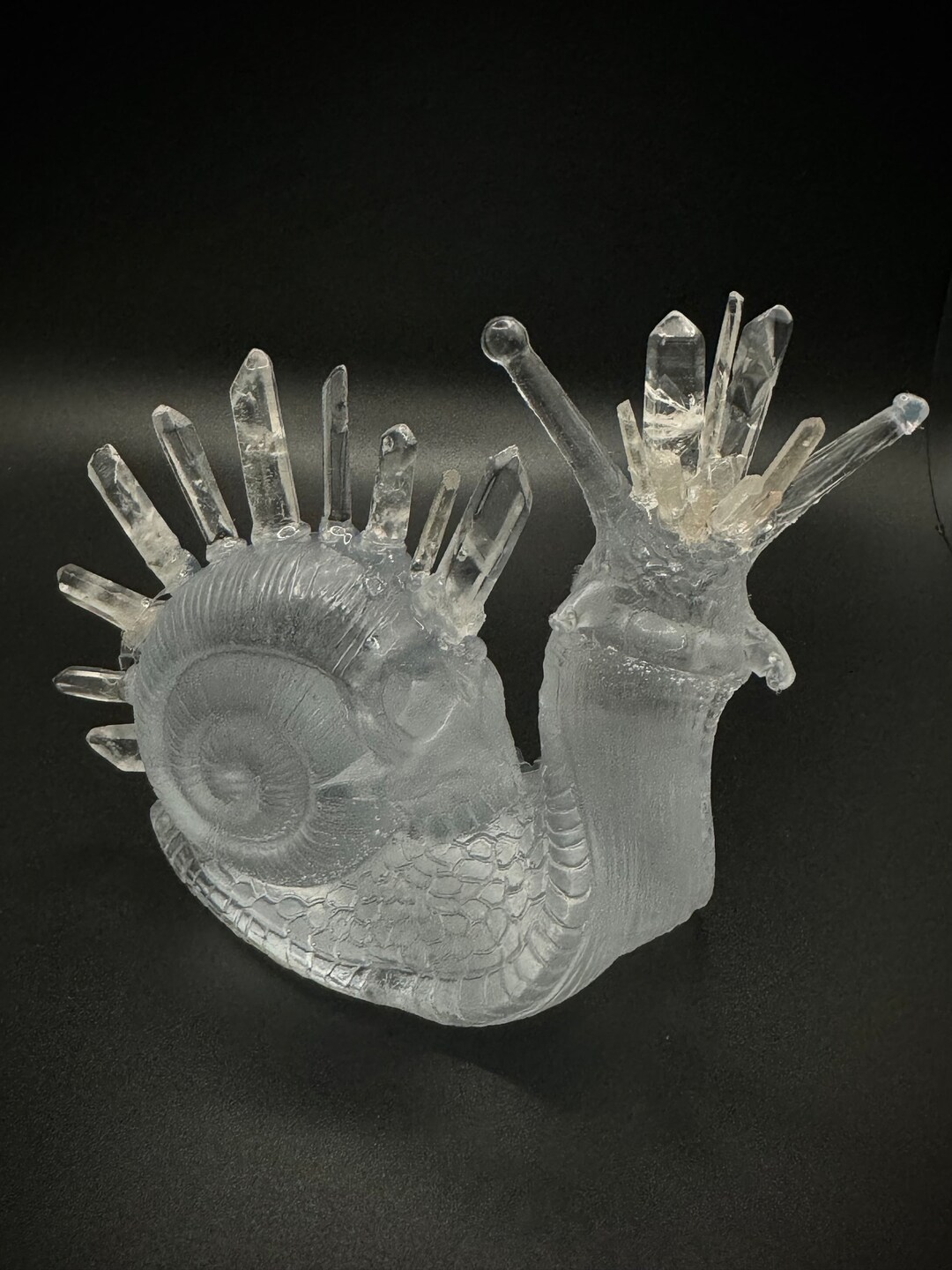 CRYSTAL Sculpture QUARTZ SNAIL Large Handcrafted Skull Gothic Garden ...