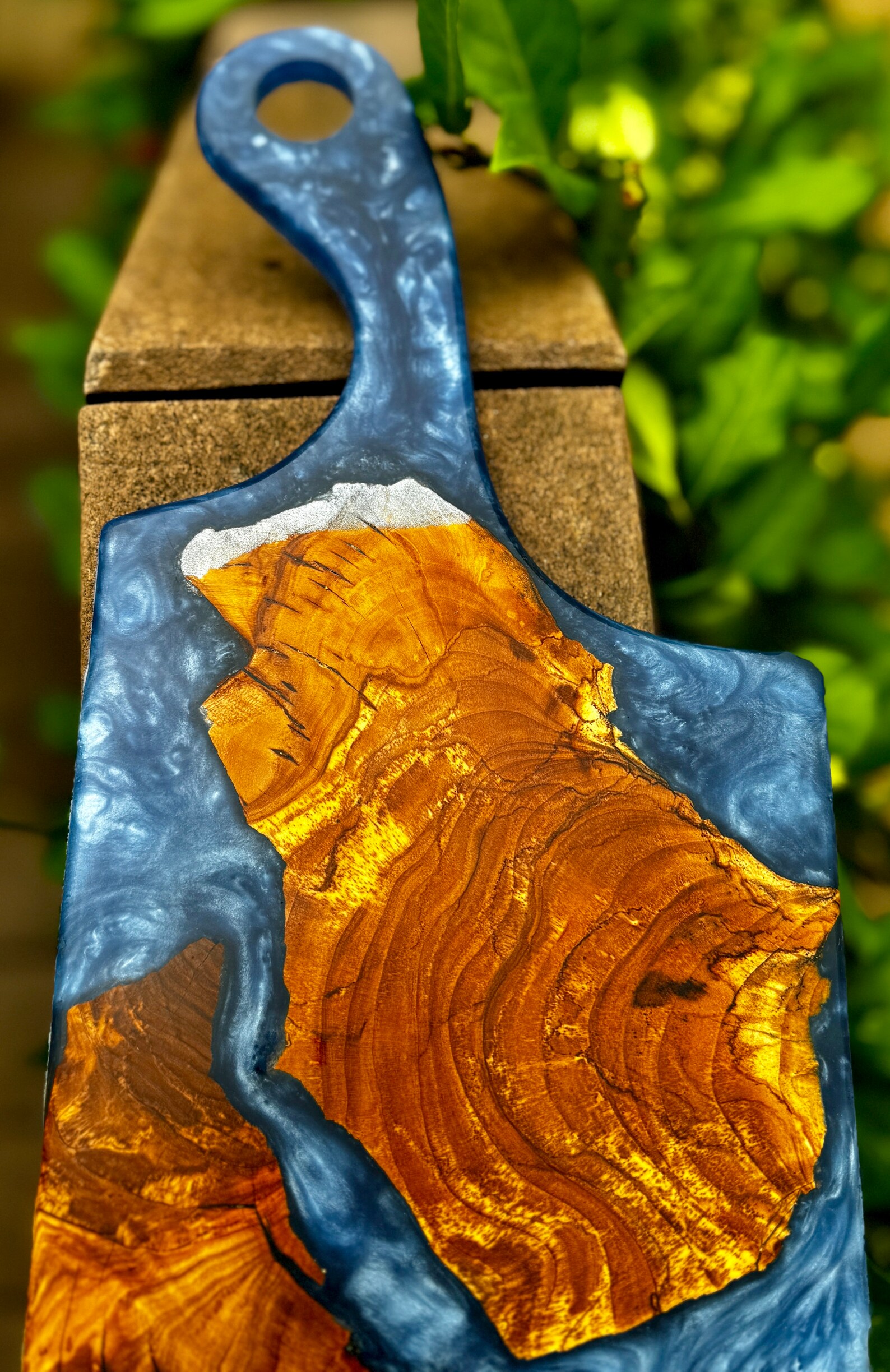 Large Exotic Wood and Epoxy Board With Handle cutting Board ...