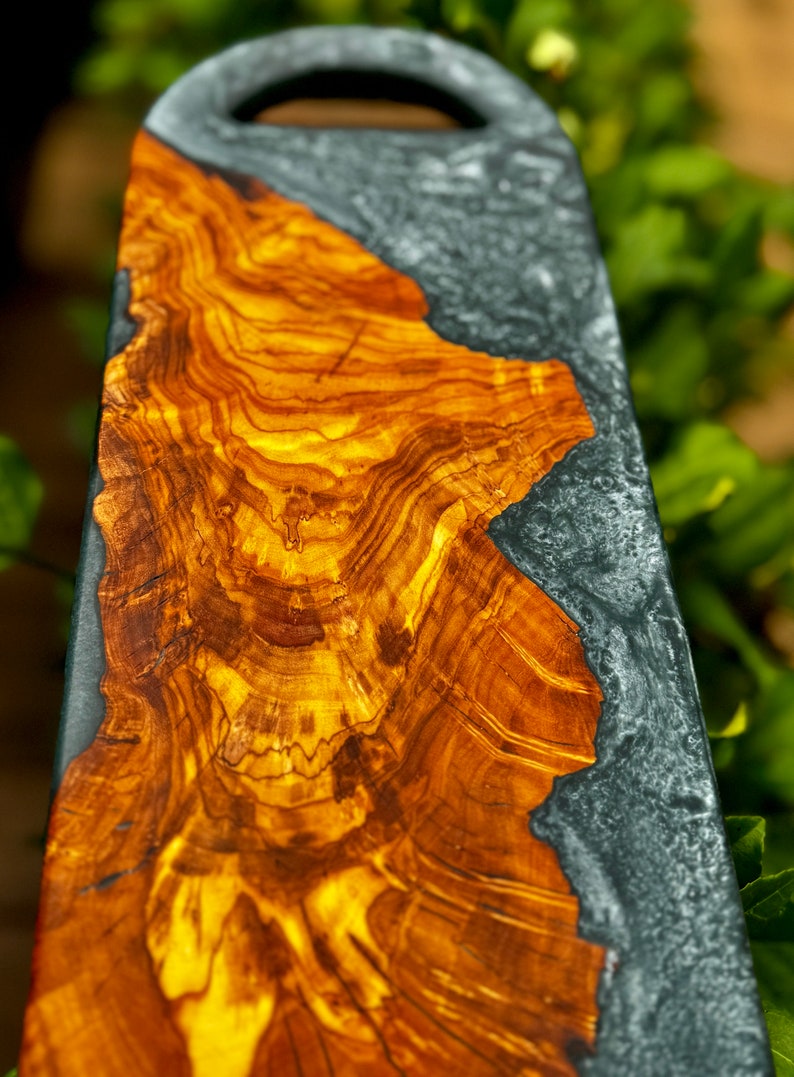 Exotic Wood and Epoxy Board cutting Board, Charcuterie Board With Two ...