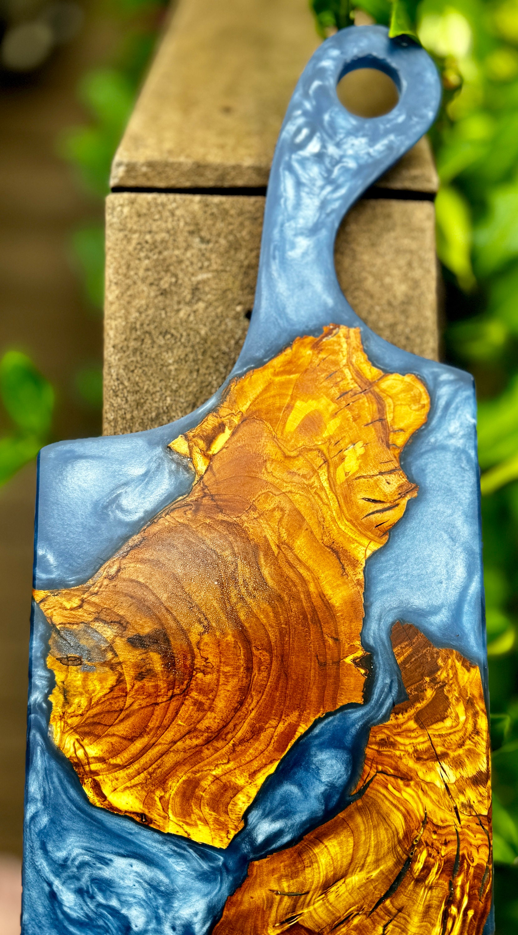 Large Exotic Wood and Epoxy Board With Handle (cutting Board ...