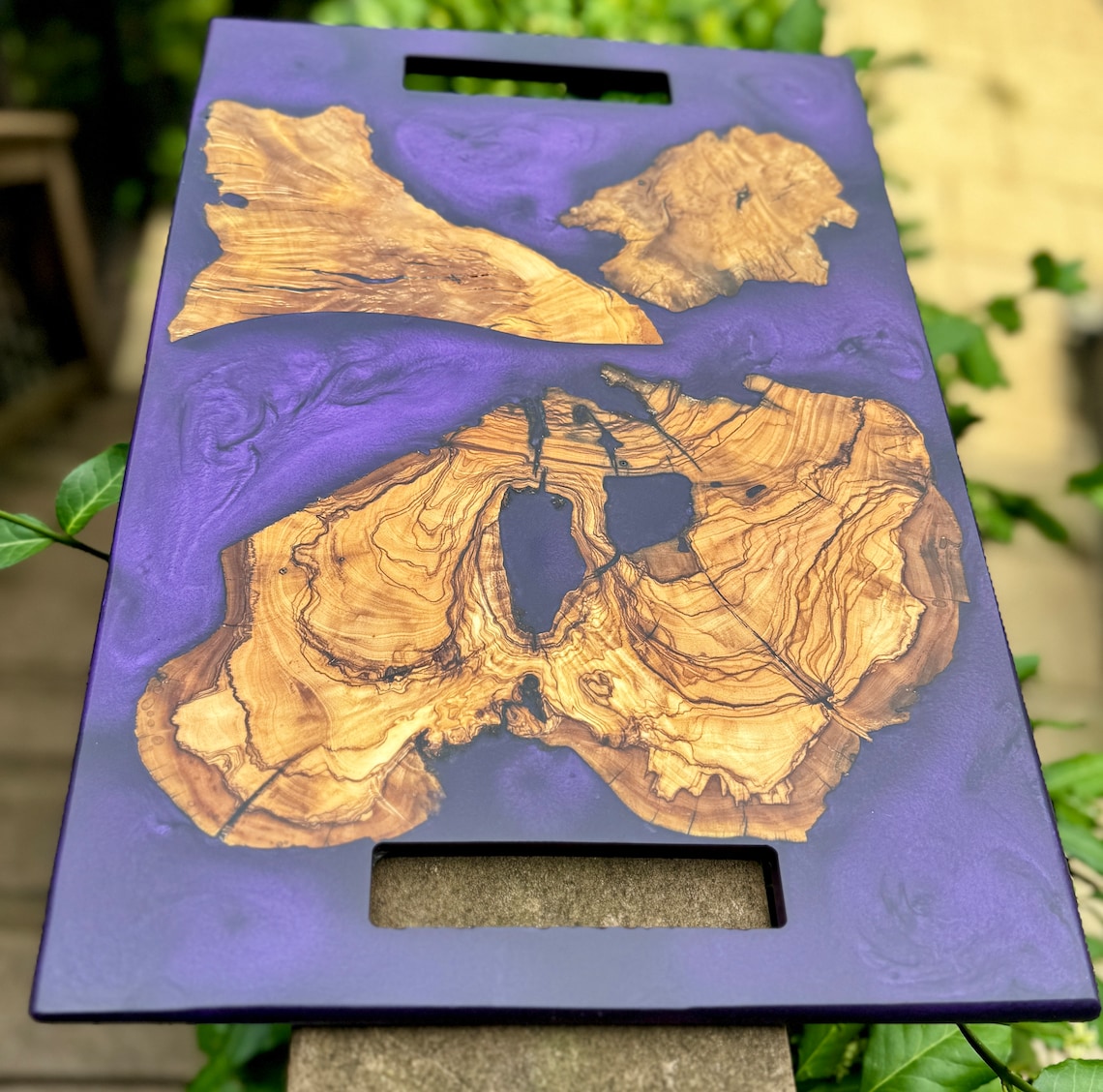 Exotic Wood and Epoxy Board cutting Board, Charcuterie Board With Two ...